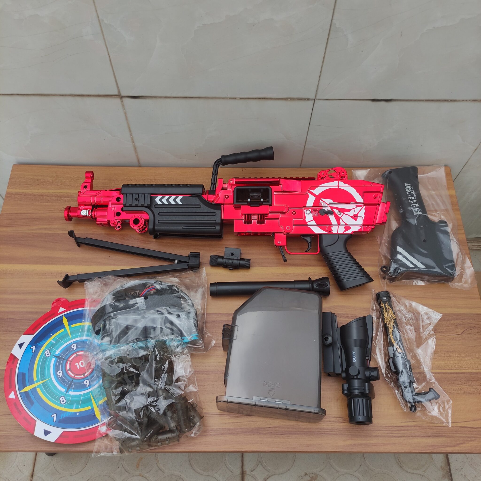 [Shell Ejection] M249 RED Gatling – EZtoys